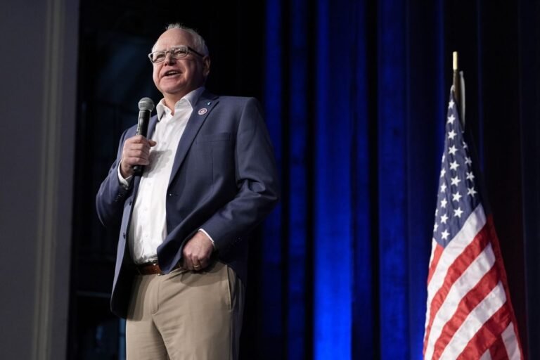Back on the road, Tim Walz tries to find his voice and fill ‘the void’